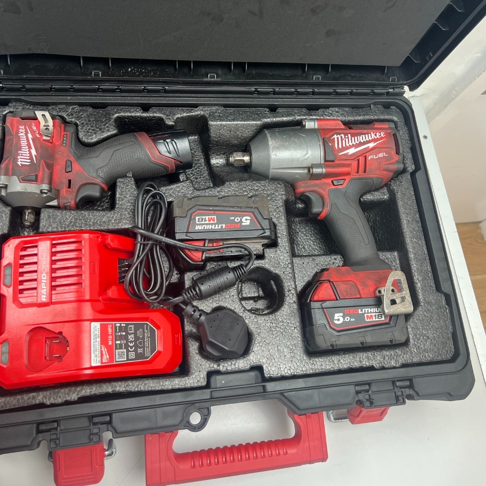 Pre-owned Milwaukee Fuel twin set M18 Set Impact Wrench & IMPACT WRENCH ...